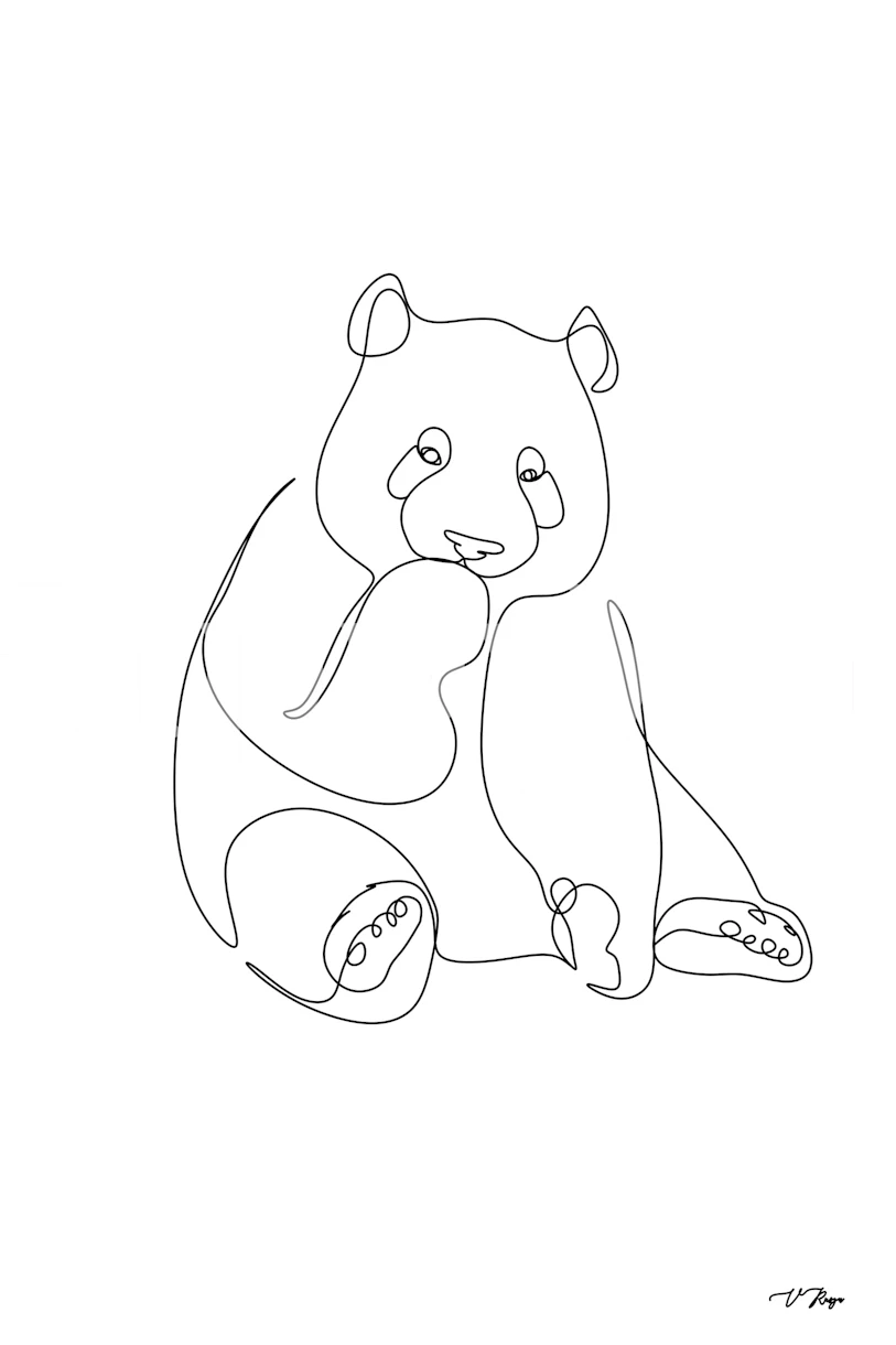 Panda One Line art wallpaper - Happywall