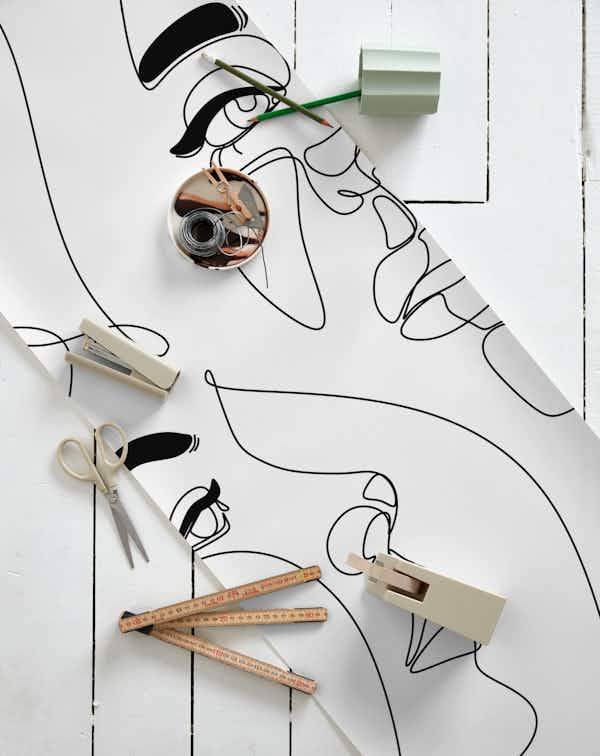 Line Art Faces wallpaper - Happywall