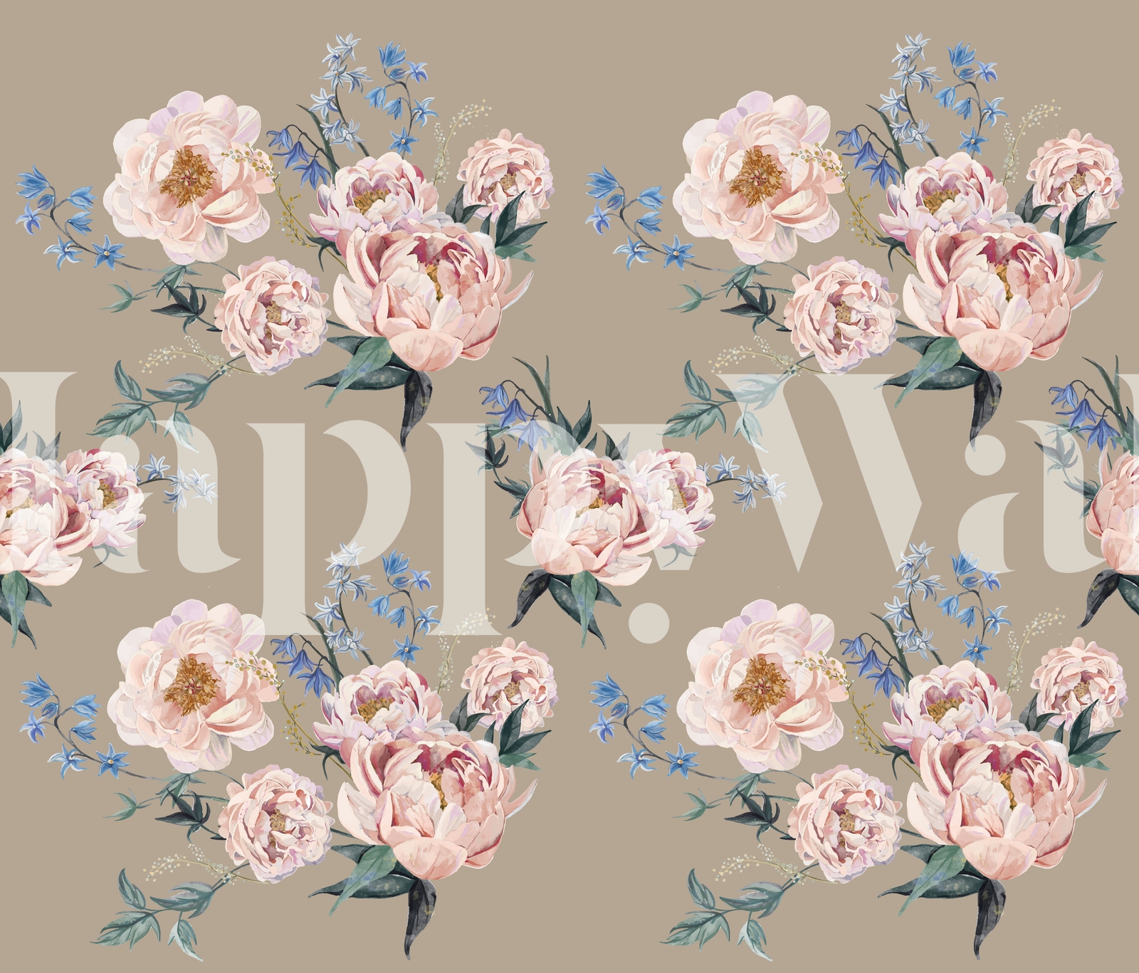 Vintage Floral XL Mocha Wallpaper | Happywall