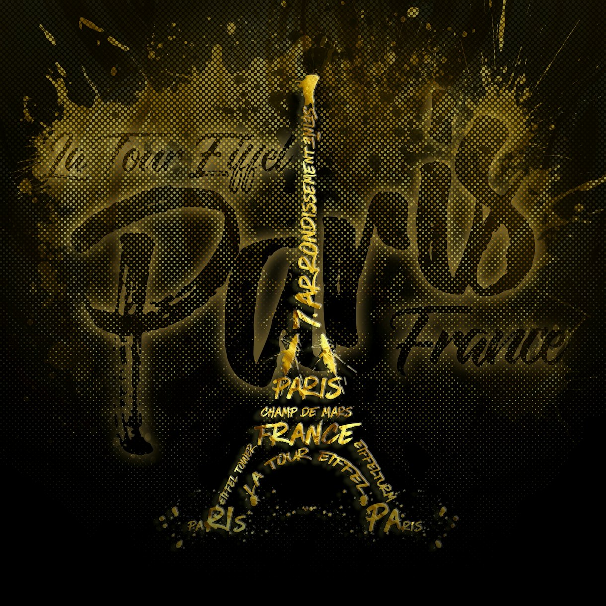 Eiffel Tower Golden Flames Wallpaper - Happywall