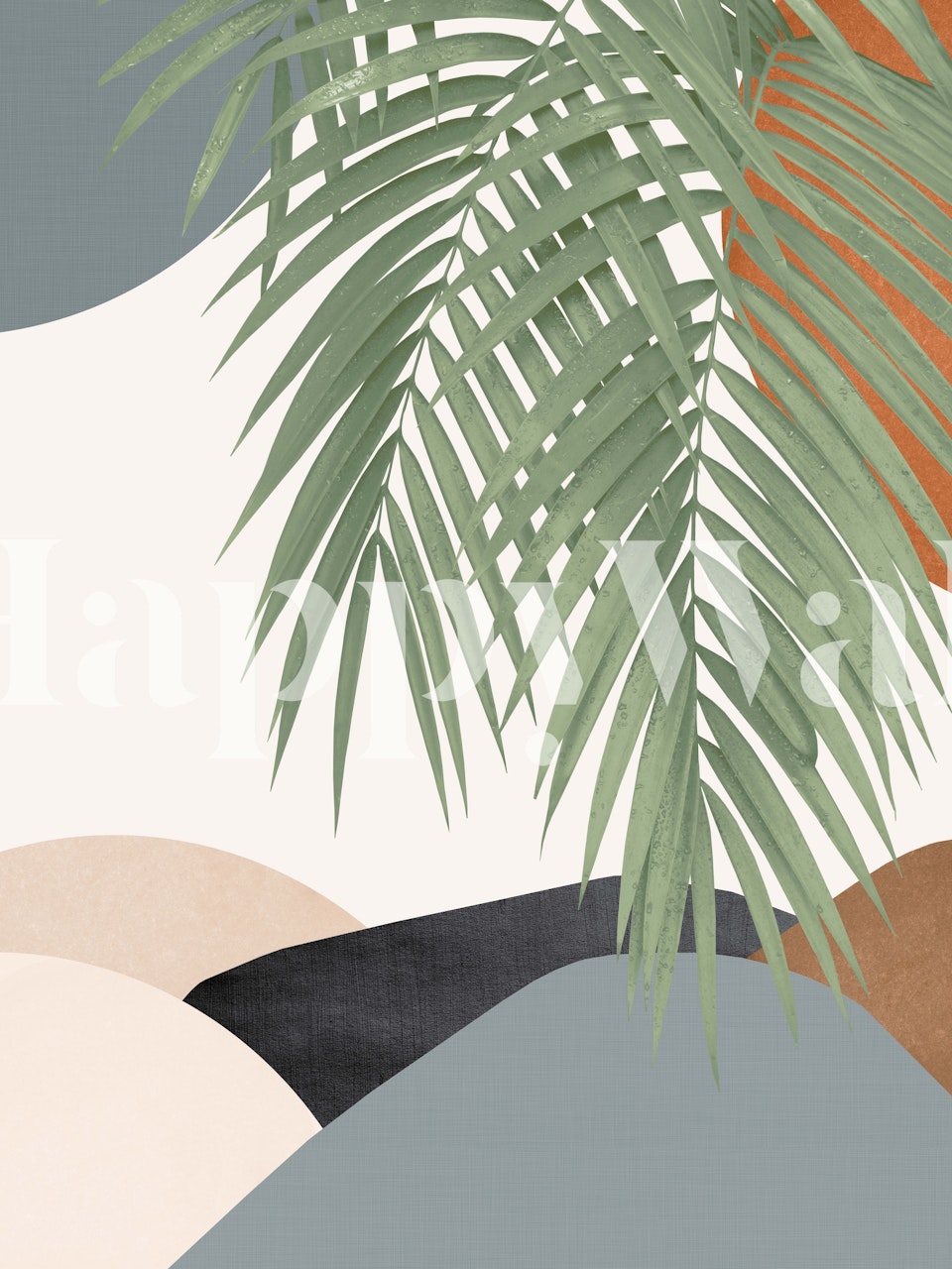Tropical Palm Leaf Geometric Wallpaper