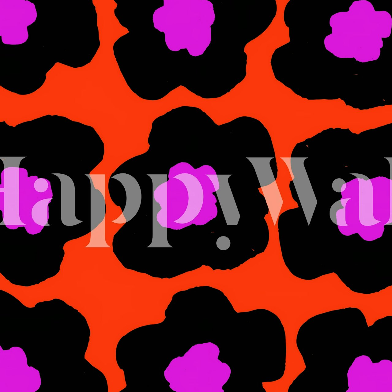 Minimal Retro Flowers Bright Tapet | Happywall