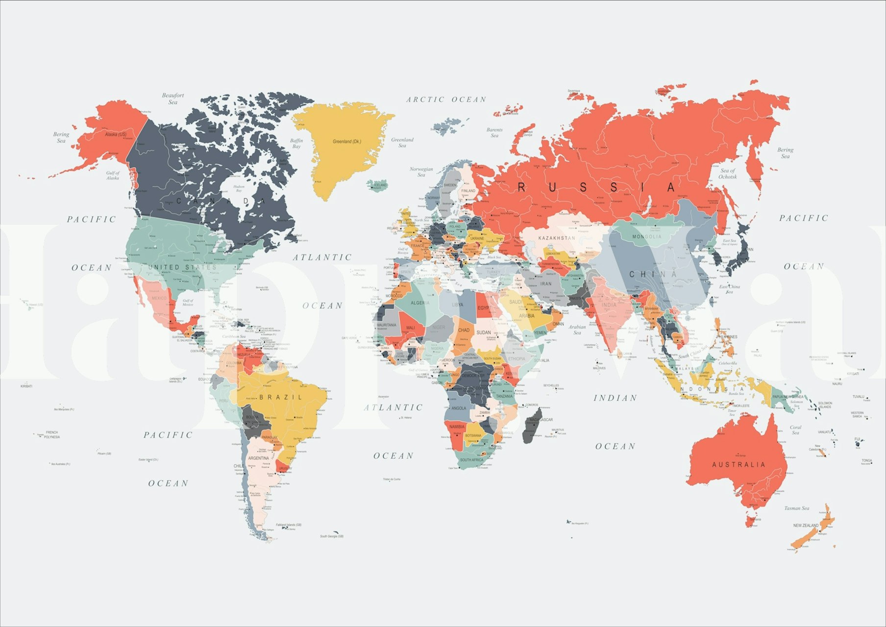 World Map in Happy Colors Wallpaper | Happywall