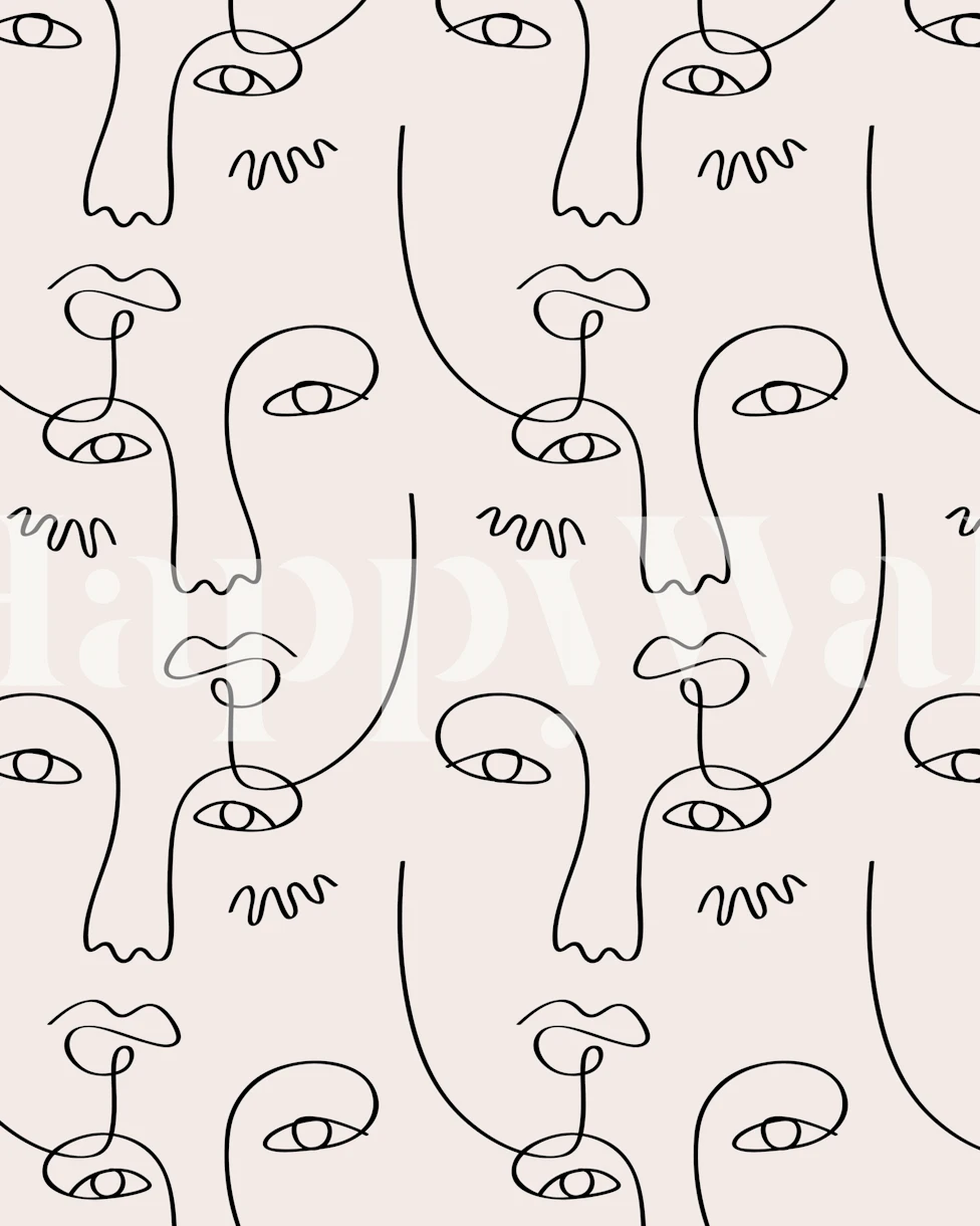 Face Line Art wallpaper - Happywall