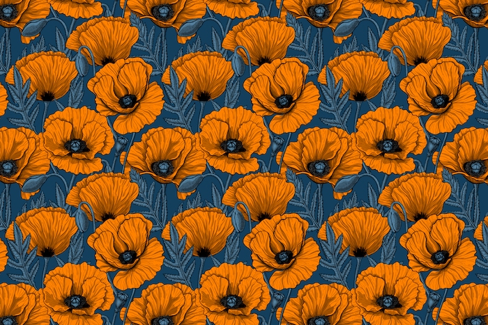 Orange Poppies Wallpaper - Beautiful Floral Patterns | Happywall