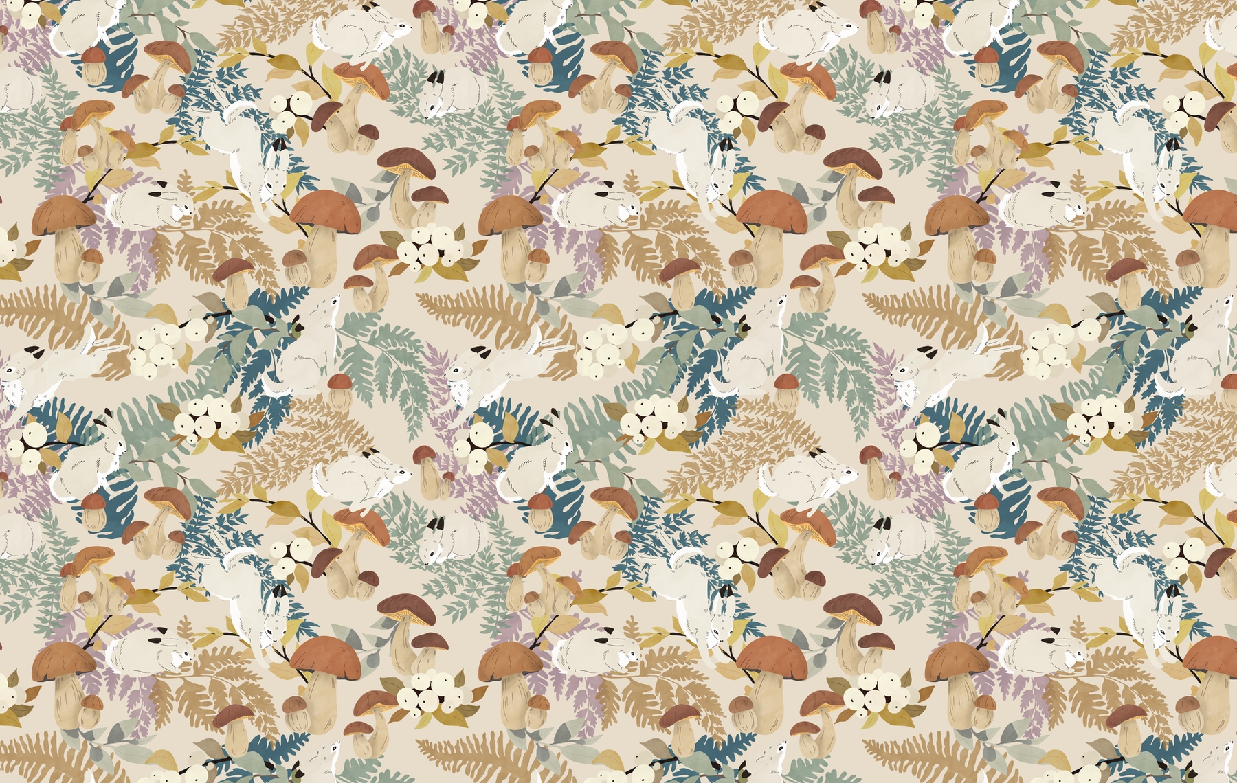 Rabbits and Autumn Nature Wallpaper | Happywall