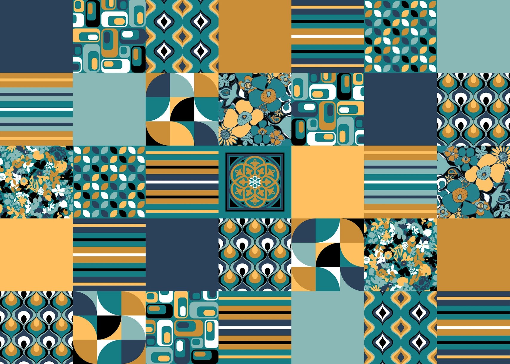 Retro Patchwork 12 wallpaper | Happywall