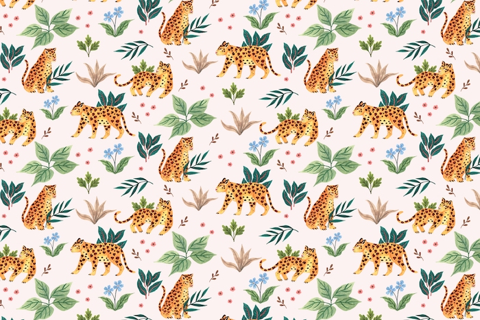 Leopard Jungle Wallpaper with Tropical Plants