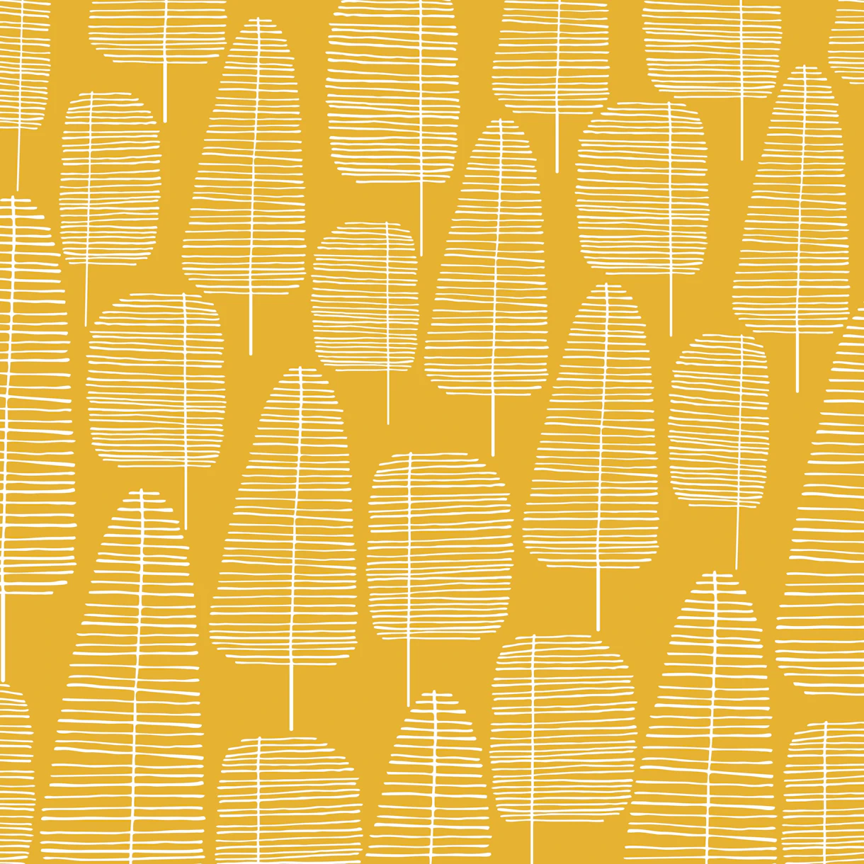 Mid Century Forest Yellow Wallpaper - Happywall