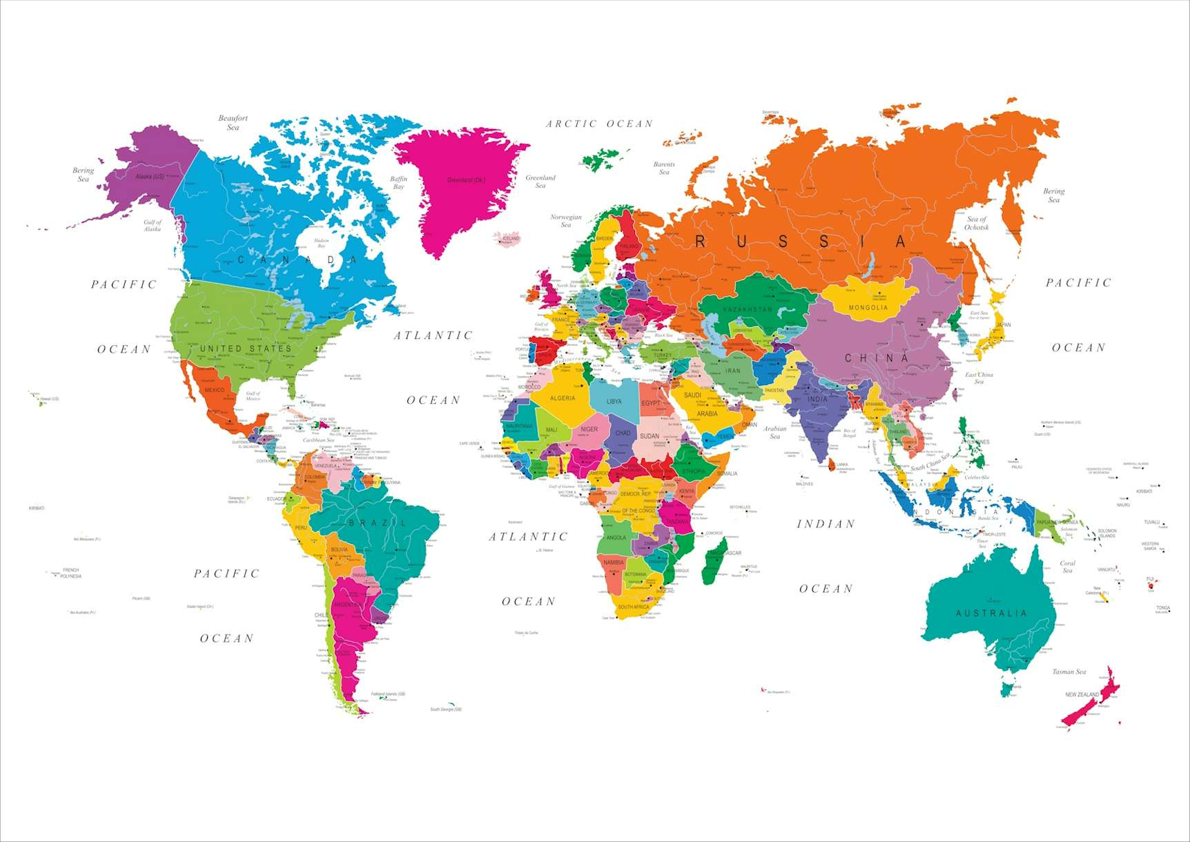 World Map in Fun Colors wallpaper - Happywall