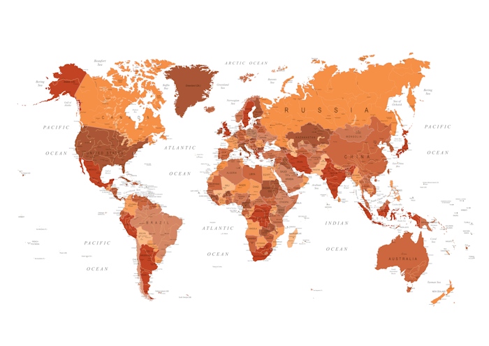 Burnt Orange World Map Wallpaper | Happywall