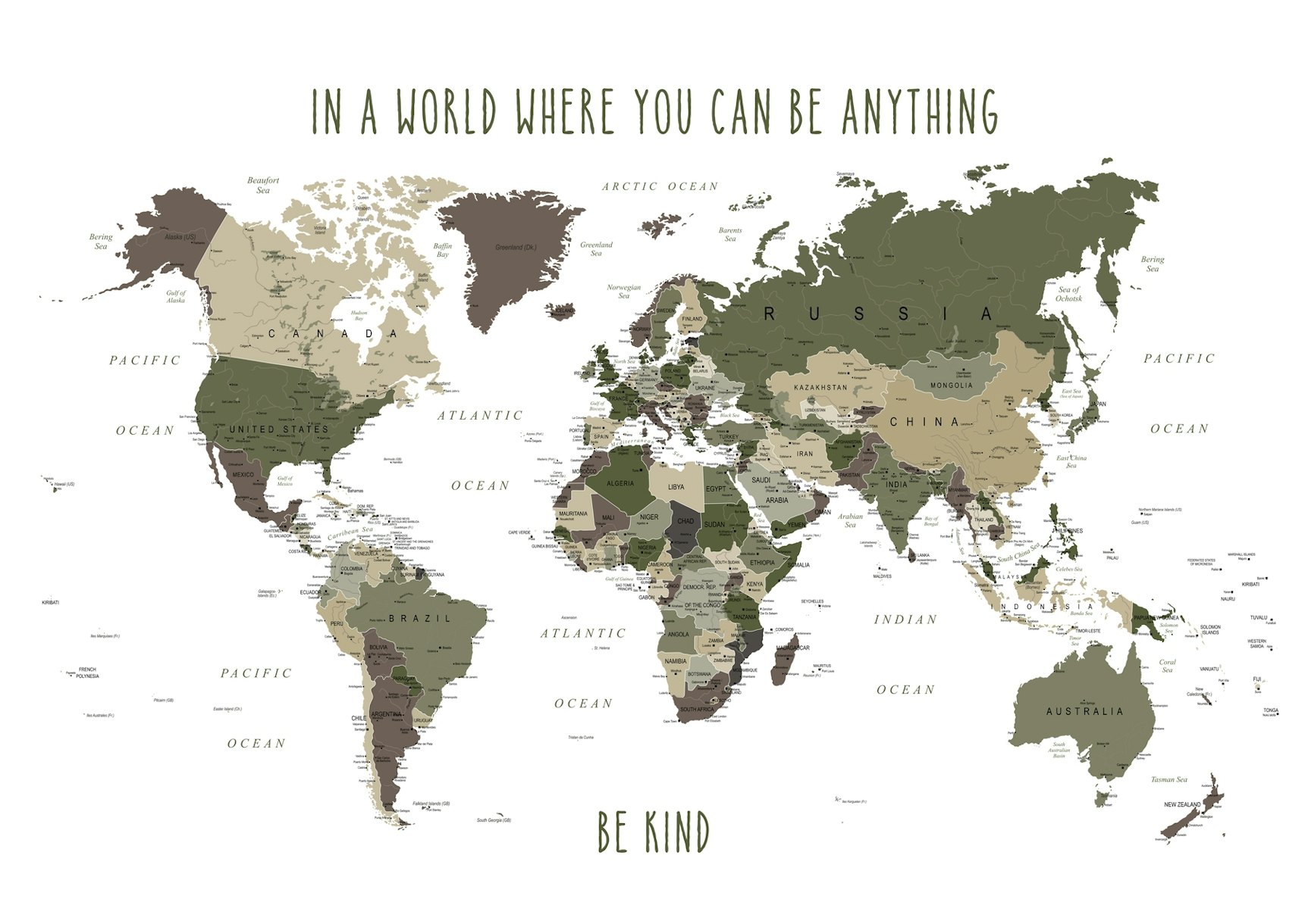 Be Kind World Map Wallpaper - Buy Online | Happywall