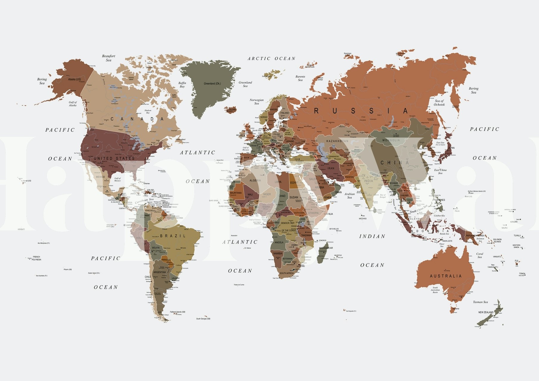 World Map Earthy Tones Wallpaper - Shop Now on Happywall