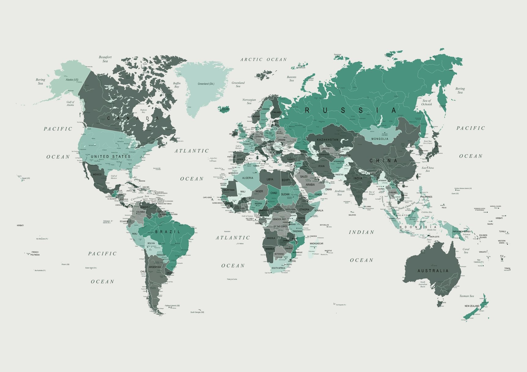 World Map Forest Green Wallpaper | Buy Online | Happywall