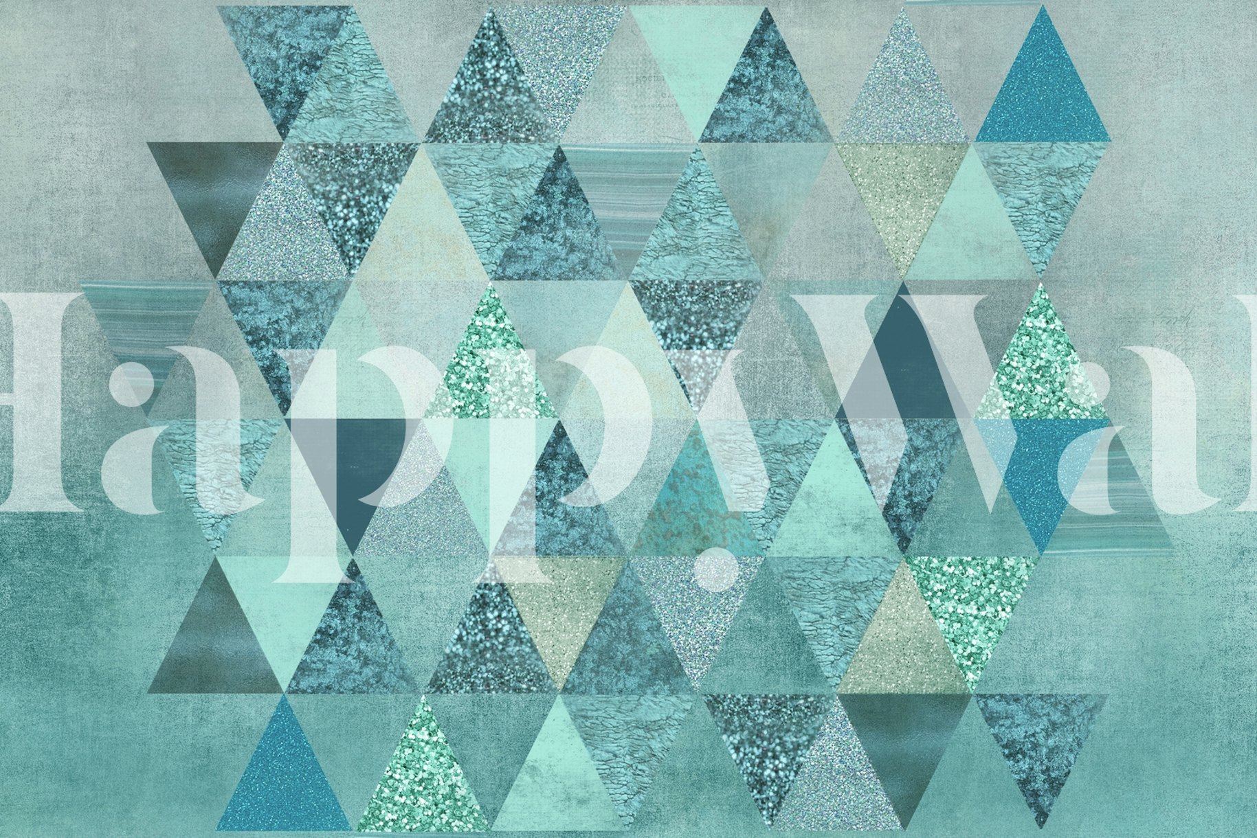 Turquoise Sparkling Triangles Wallpaper | Happywall