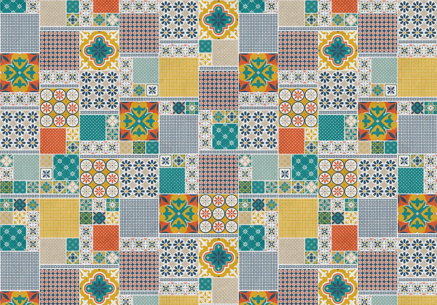 Alhambra Tiles Multicolour wallpaper - Happywall