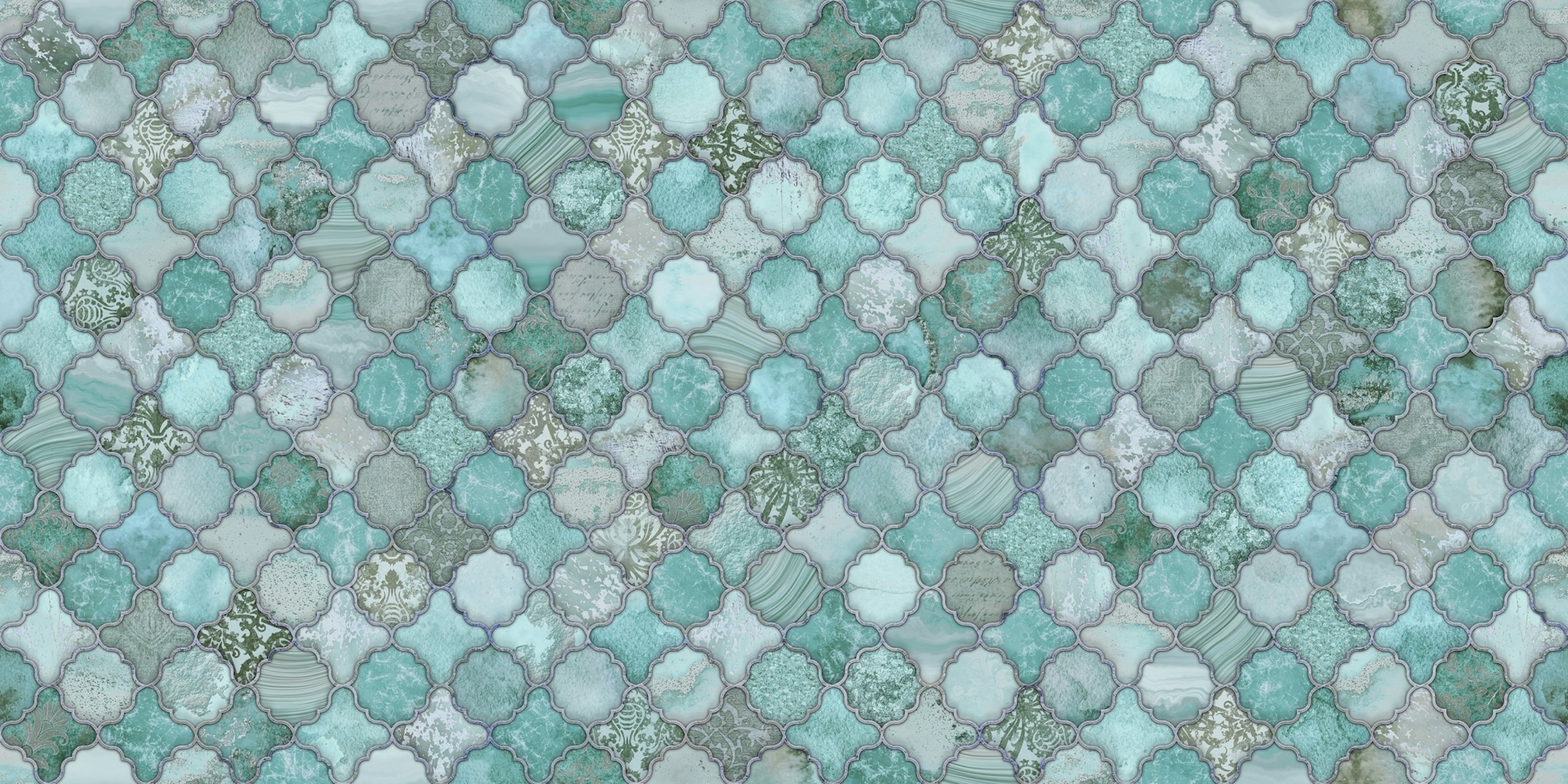 Turquoise Moroccan Tiles wallpaper - Happywall