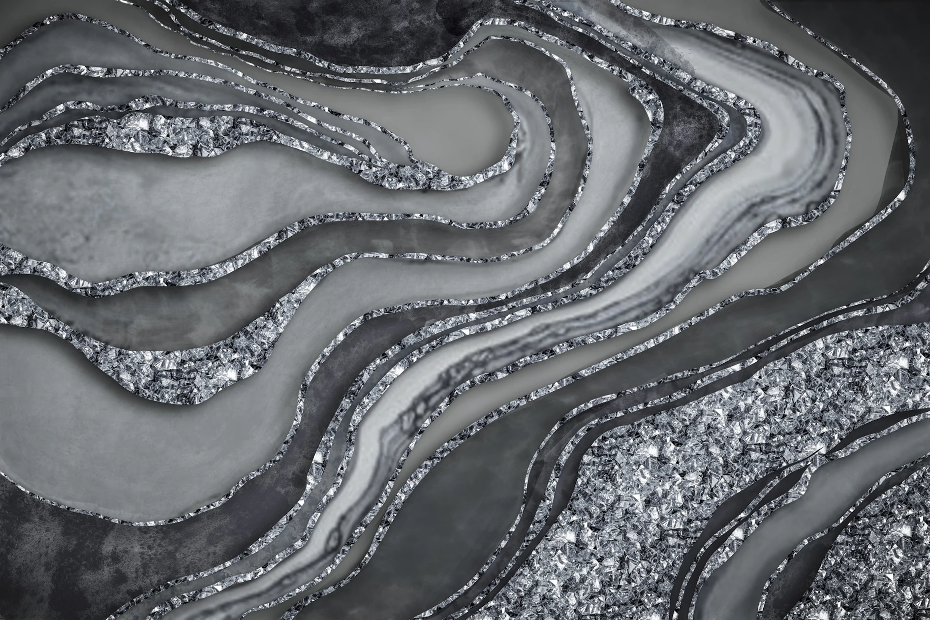 "Crystal Marble Grey Wallpaper | Happywall"