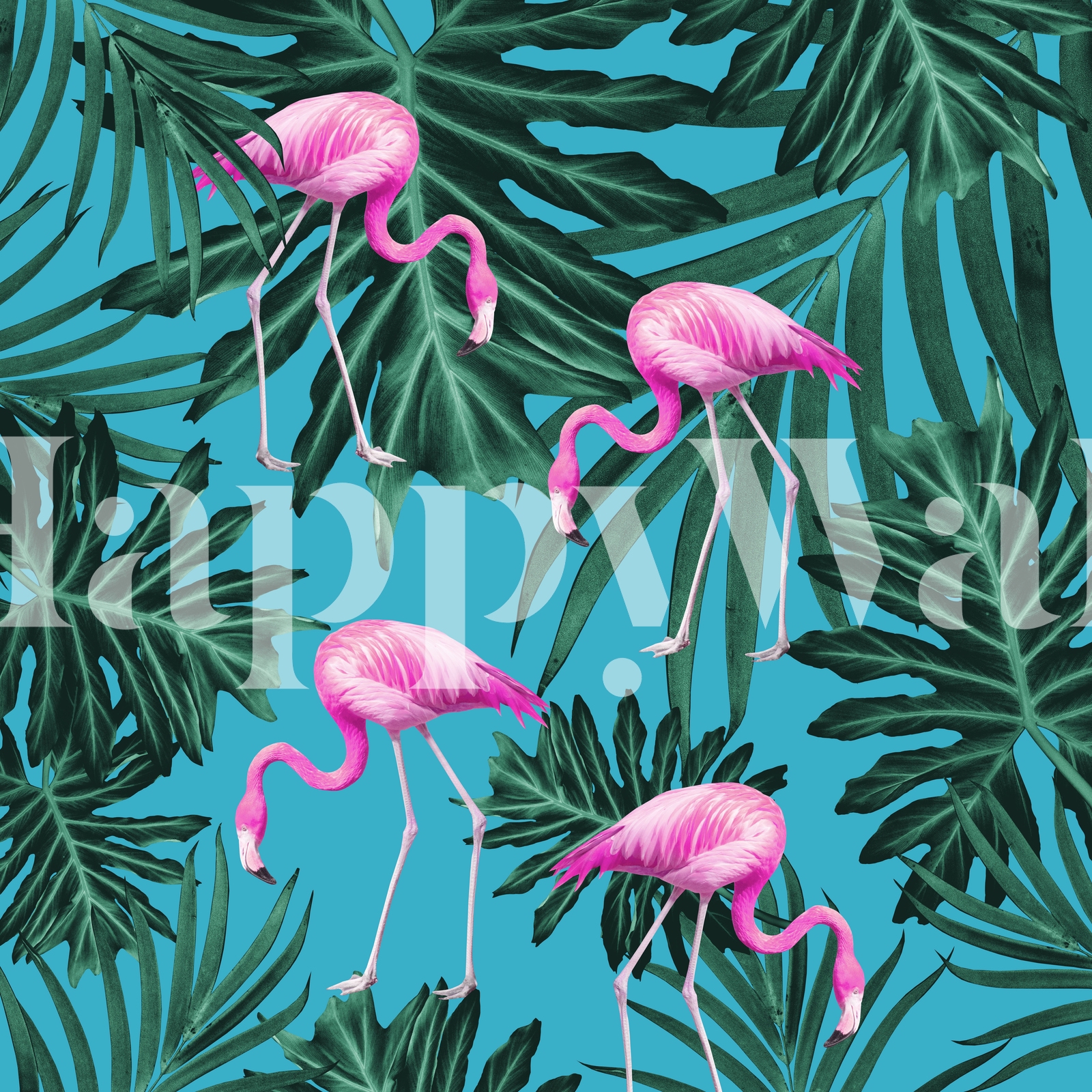 Summer Flamingo Jungle 2 Wallpaper - Happywall