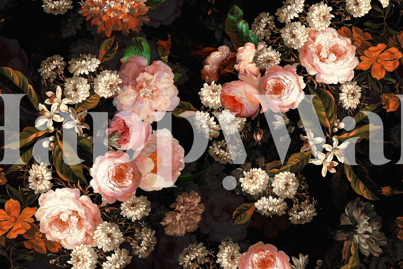 Peach Roses Midnight Garden Wallpaper - Buy Online | Happywall