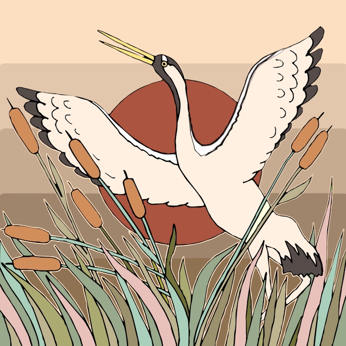 Japanese Crane Bird Wallpaper | Happywall