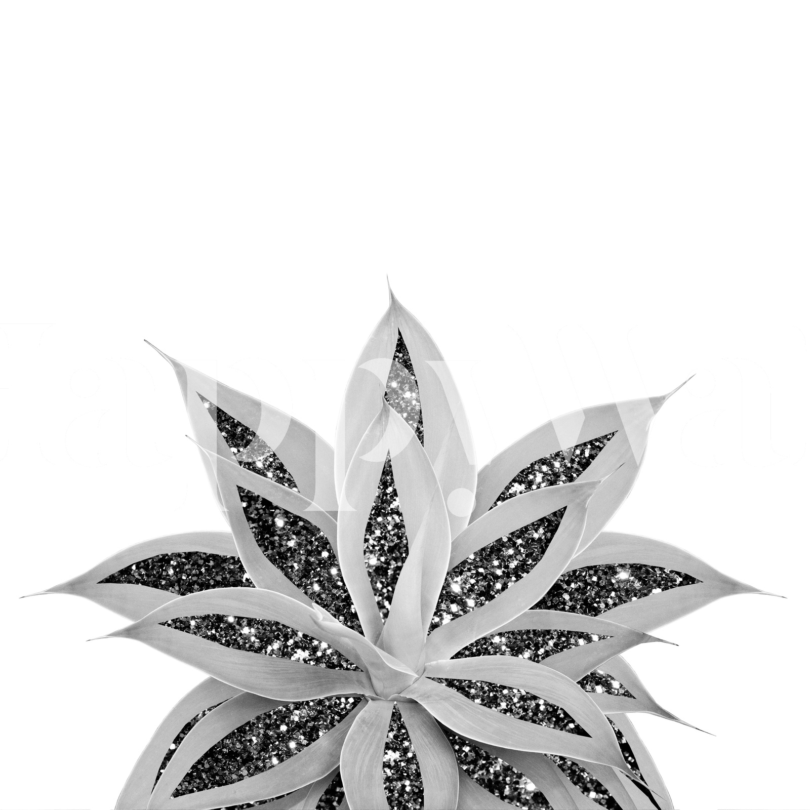 Gray Agave Silver Glitter 1 Wallpaper | Happywall