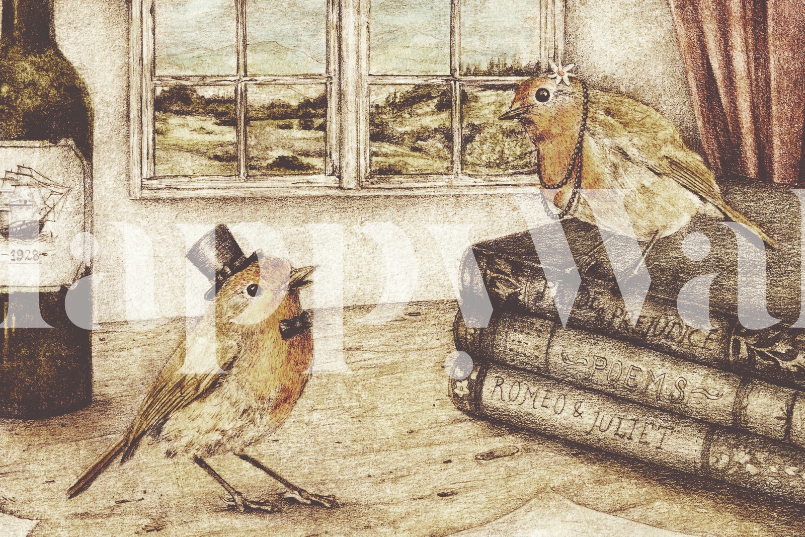 Buy Robin Love II Wallpaper Online - Happywall