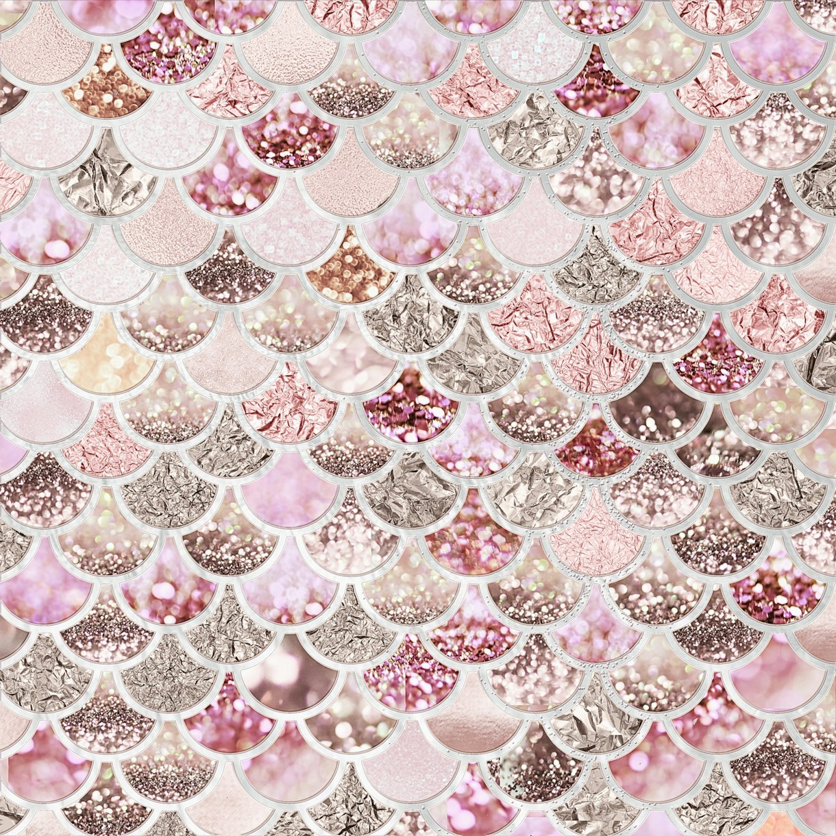 Blush Glitter Mermaid Scales Wallpaper - Happywall
