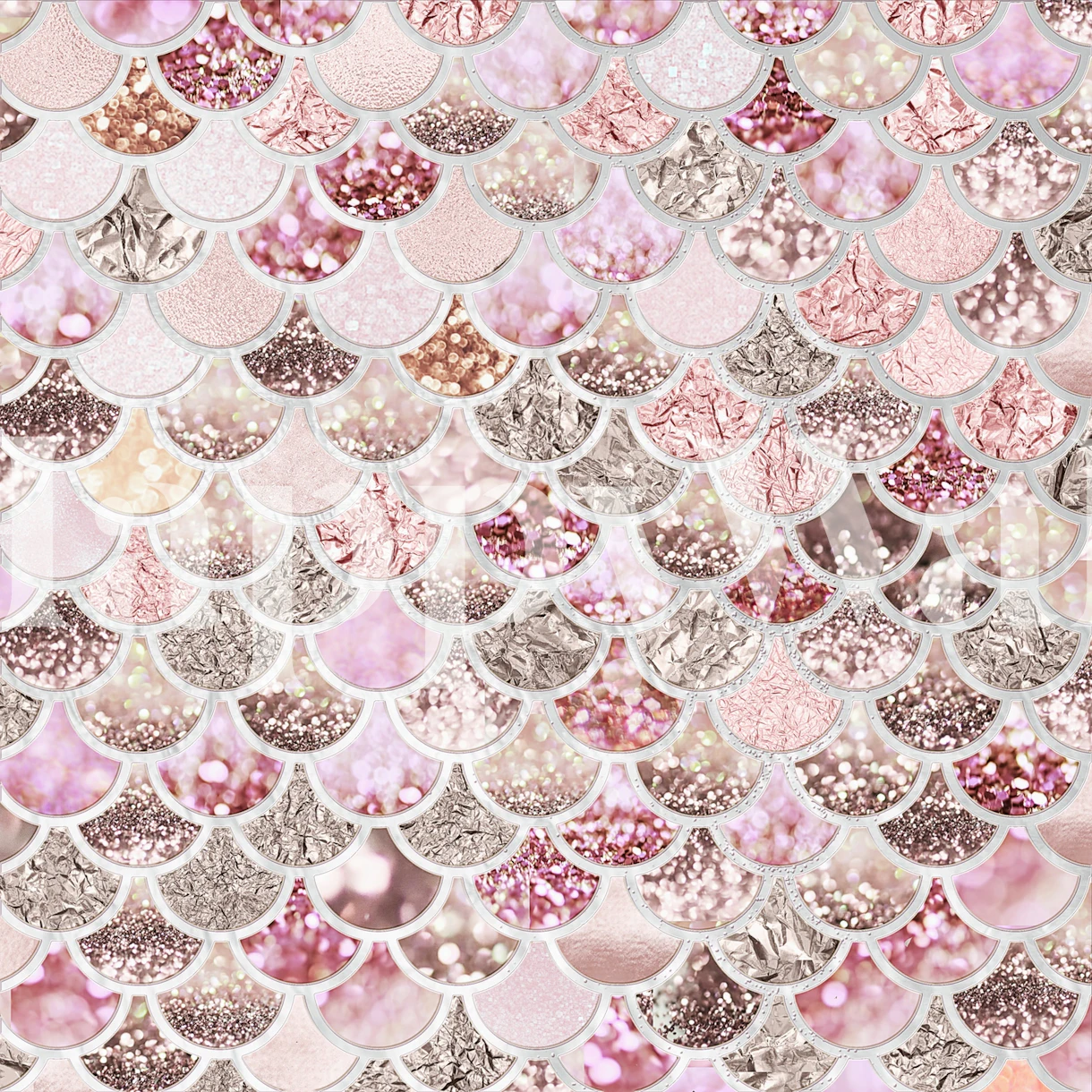 Blush Glitter Mermaid Scales Wallpaper - Happywall