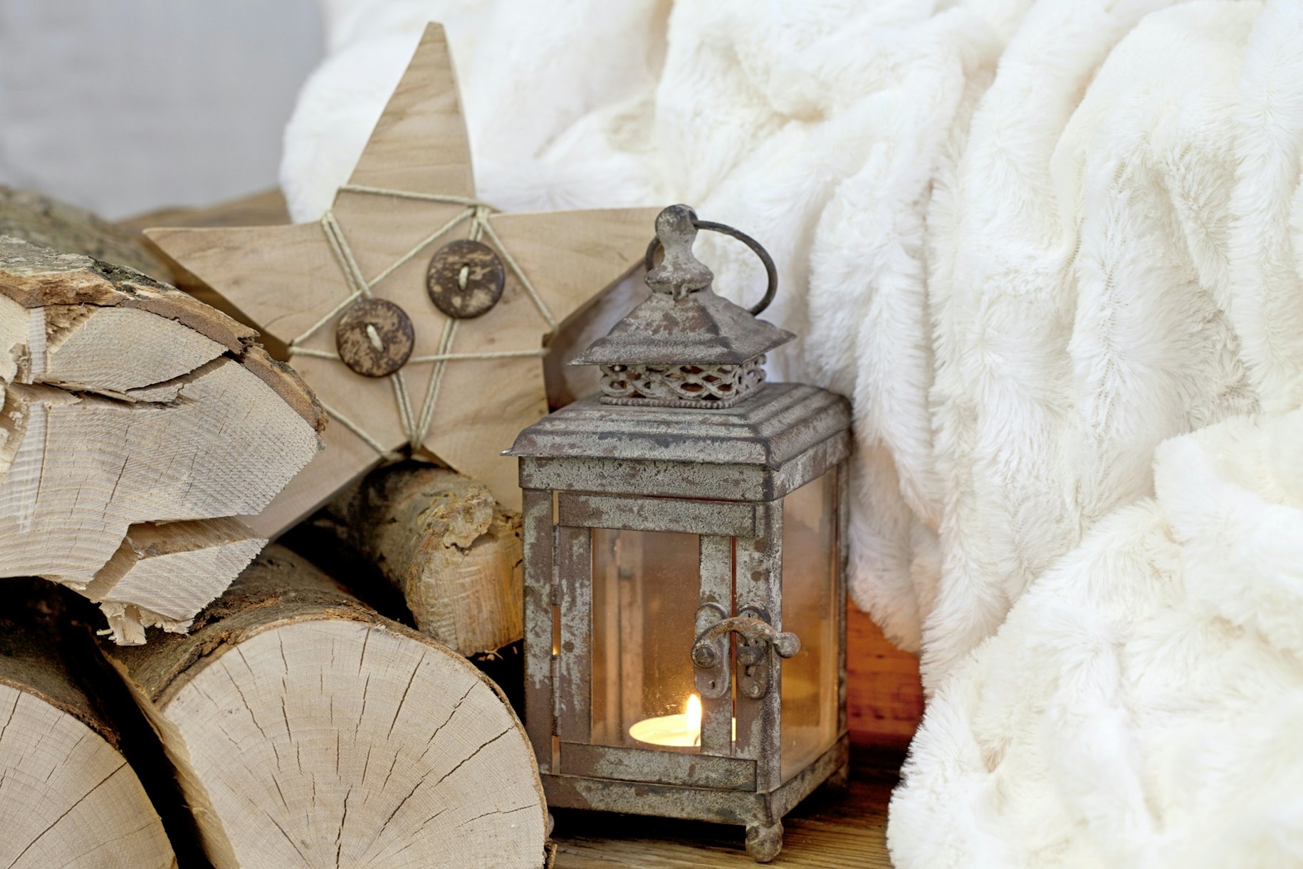 Hygge Winter with Lantern Wallpaper - Happywall