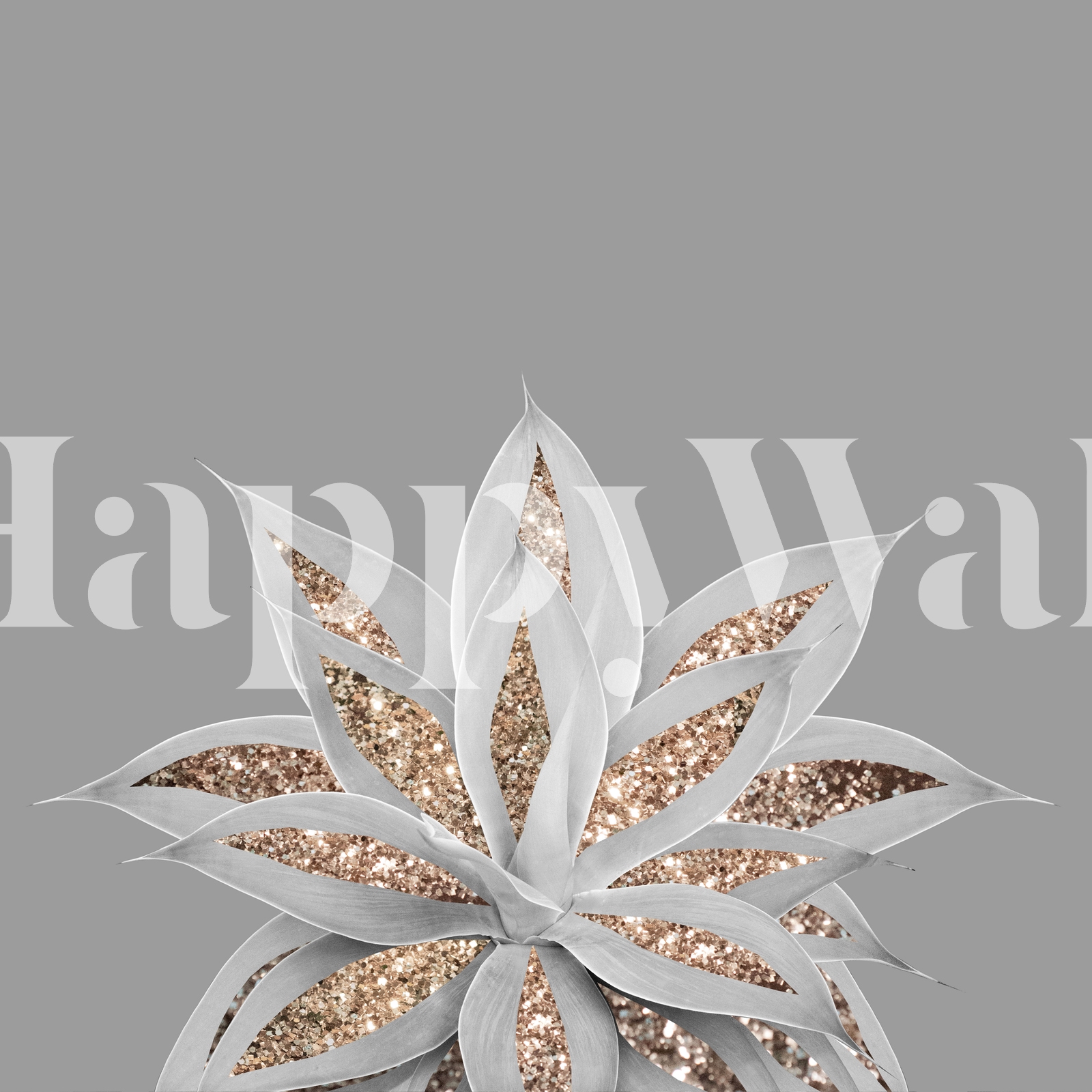 Gray Agave Glitter Wallpaper for Modern Interiors
