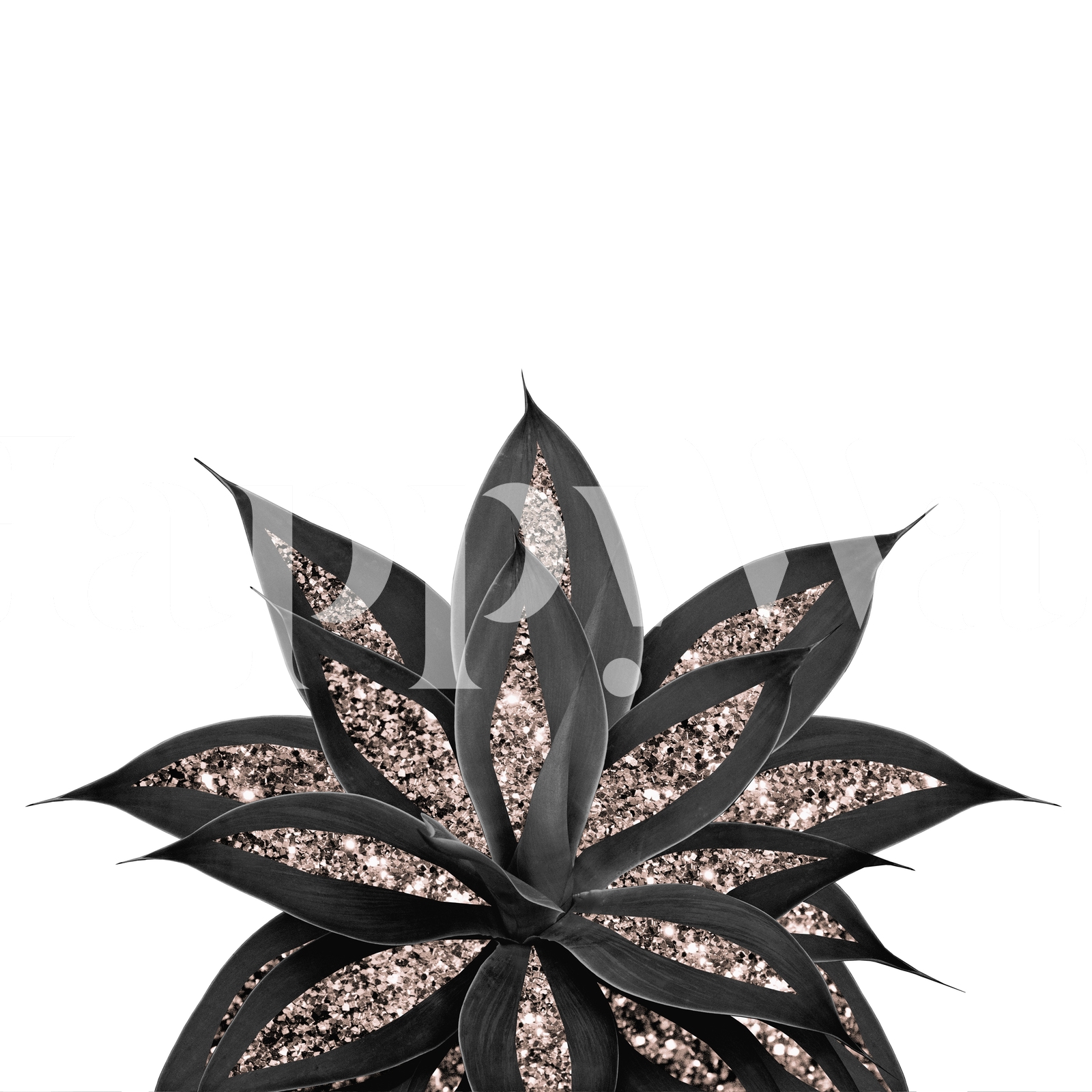 Gray Black Agave Rose Gold 2 Wallpaper - Happywall