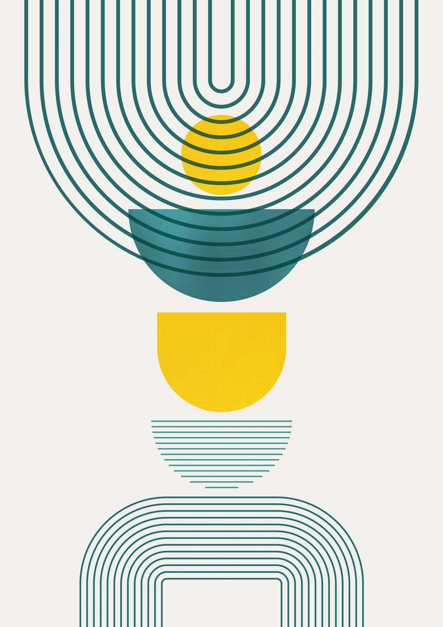 Mid Century Teal Yellow 1 Wallpaper | Happywall