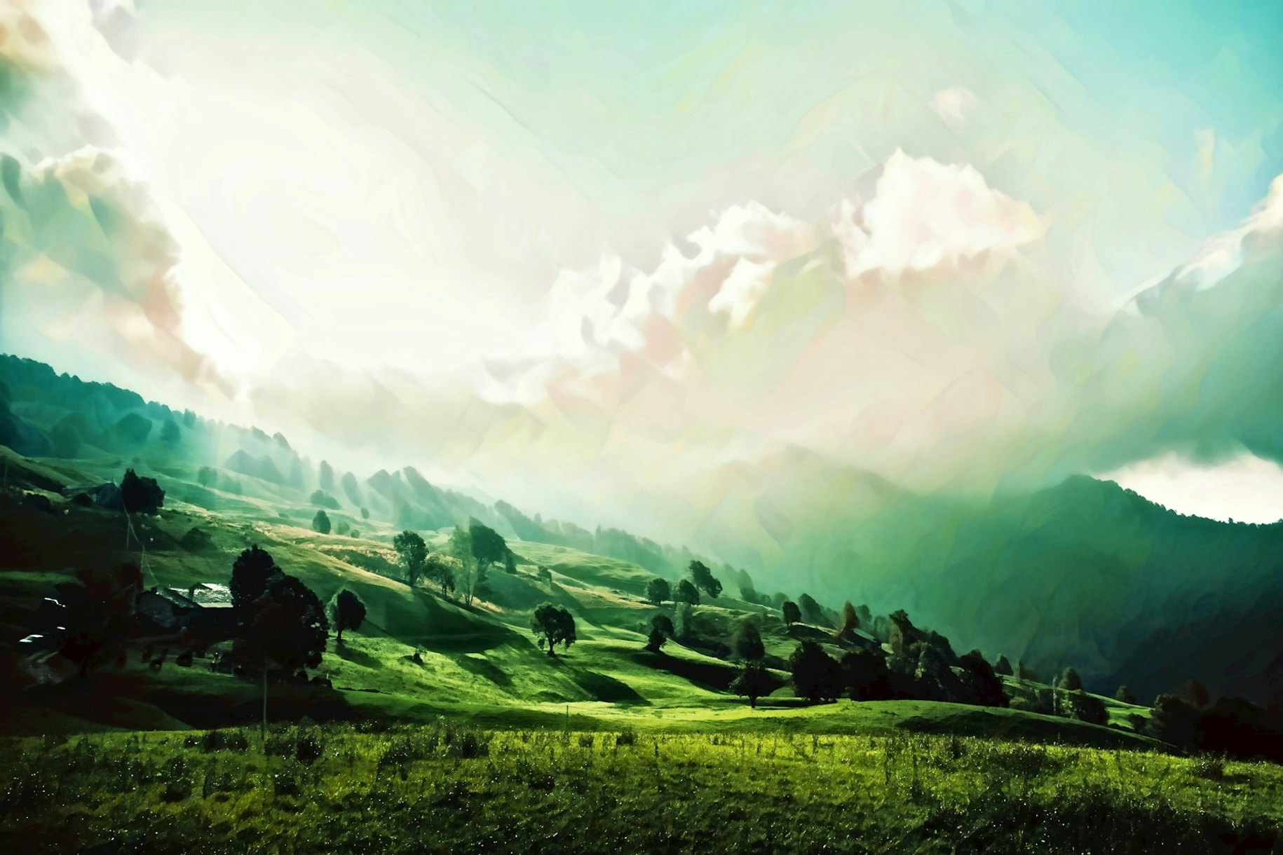 Hopeful Forest Mountains wallpaper - Happywall