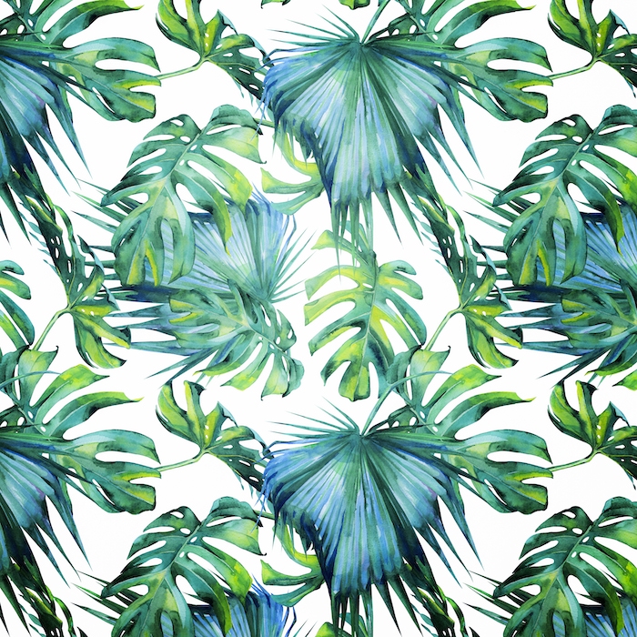 Blue Tropical Monstera Leaf Wallpaper