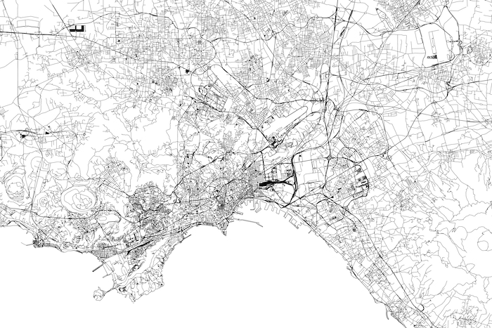 Black and White Naples Map Wallpaper