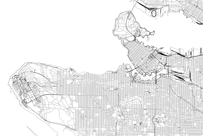 Vancouver Map Black and White Wallpaper