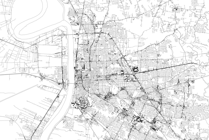 Map Wallpaper of Baton Rouge City | Unique Wall Mural Design