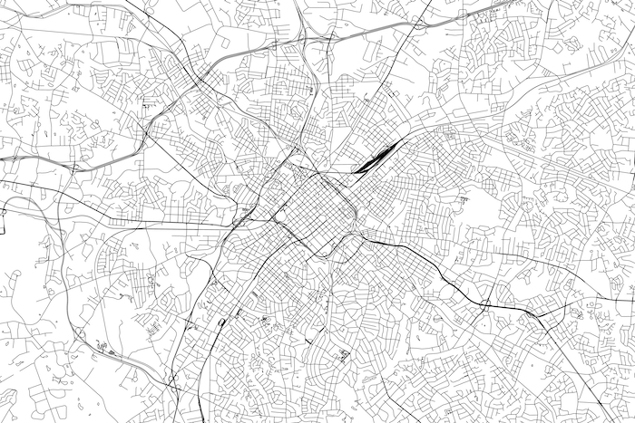 Charlotte, NC Detailed Map Wall Mural | Unique Wallpaper