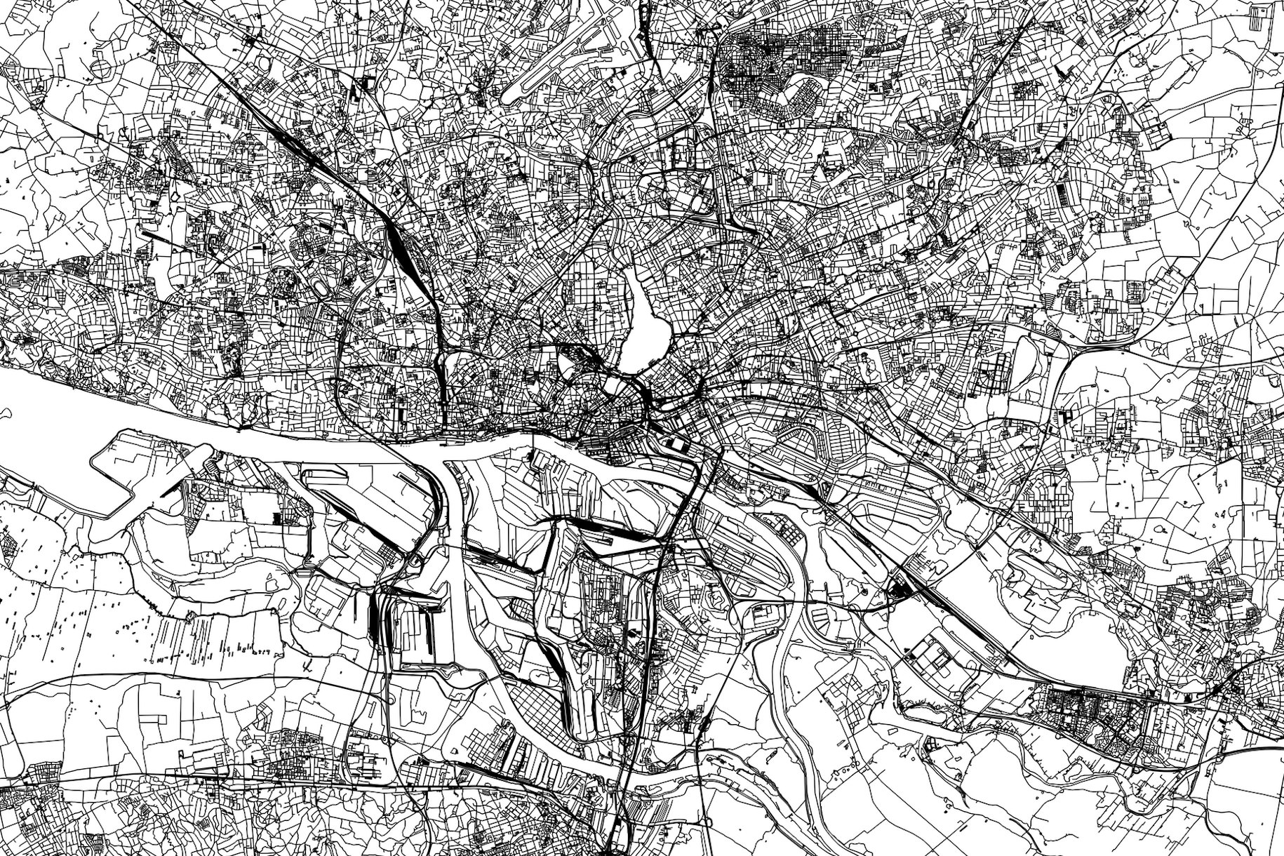 Hamburg Map Wallpaper - Stylish and Modern Wall Design | Happywall