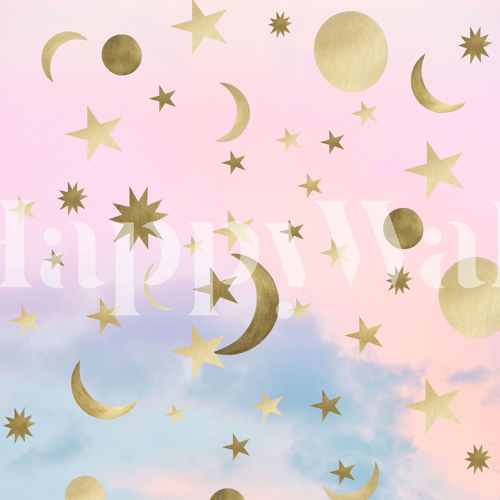 Pastel Starry Sky Moon Dream 1 Wallpaper | Buy Online | Happywall