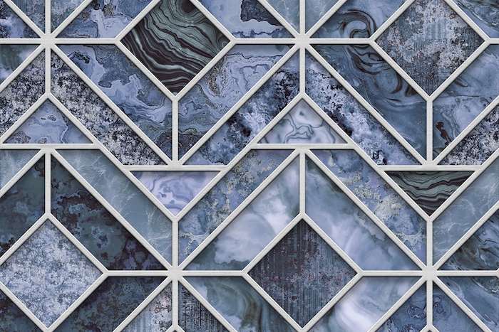 Art Deco Marble Blue Geometric Wallpaper
