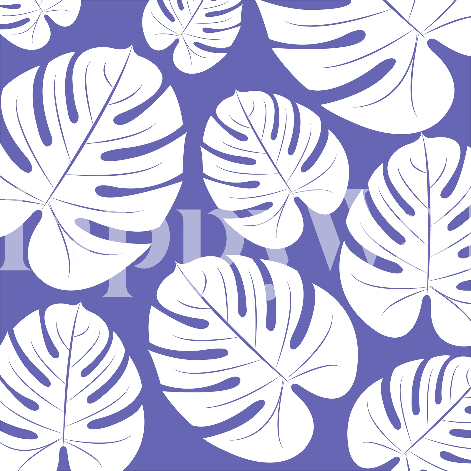 Palm Leaves Very Peri White Wallpaper - Happywall