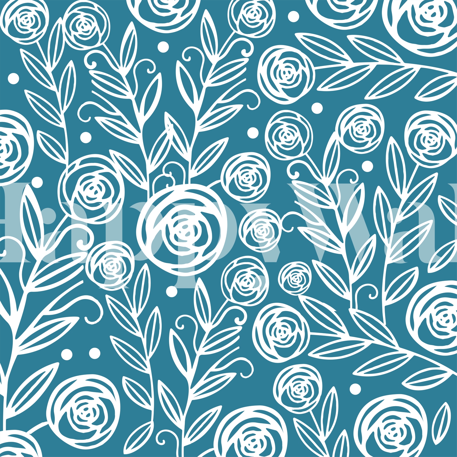 Buy Jade Green Rose Floral Pattern Wallpaper - Happywall