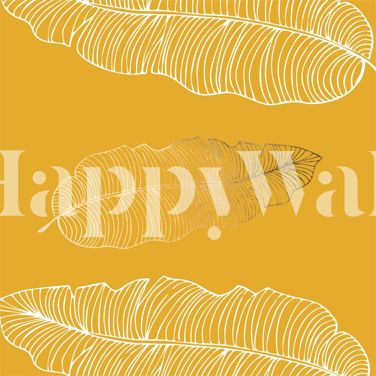 Mustard Palm Leaves Gold Wallpaper - Happywall