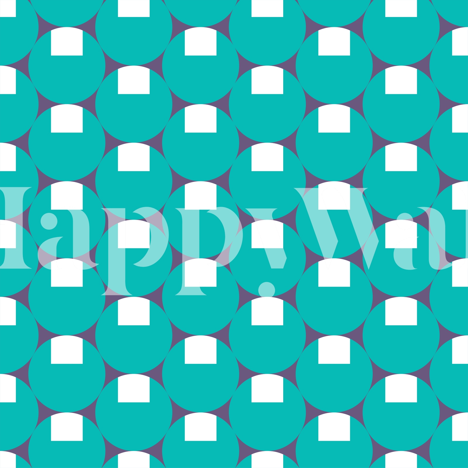 Cyan Retro Geometric Wallpaper for Modern Decor