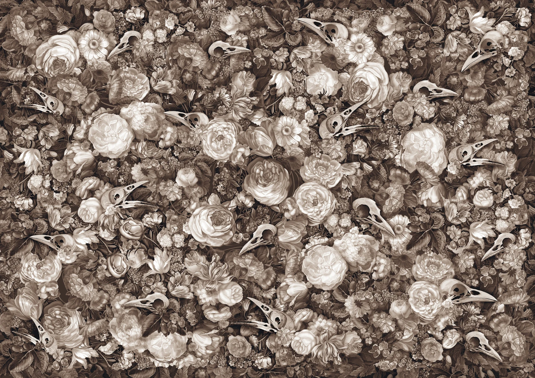 Baroque Macabre Sepia Wallpaper | Happywall