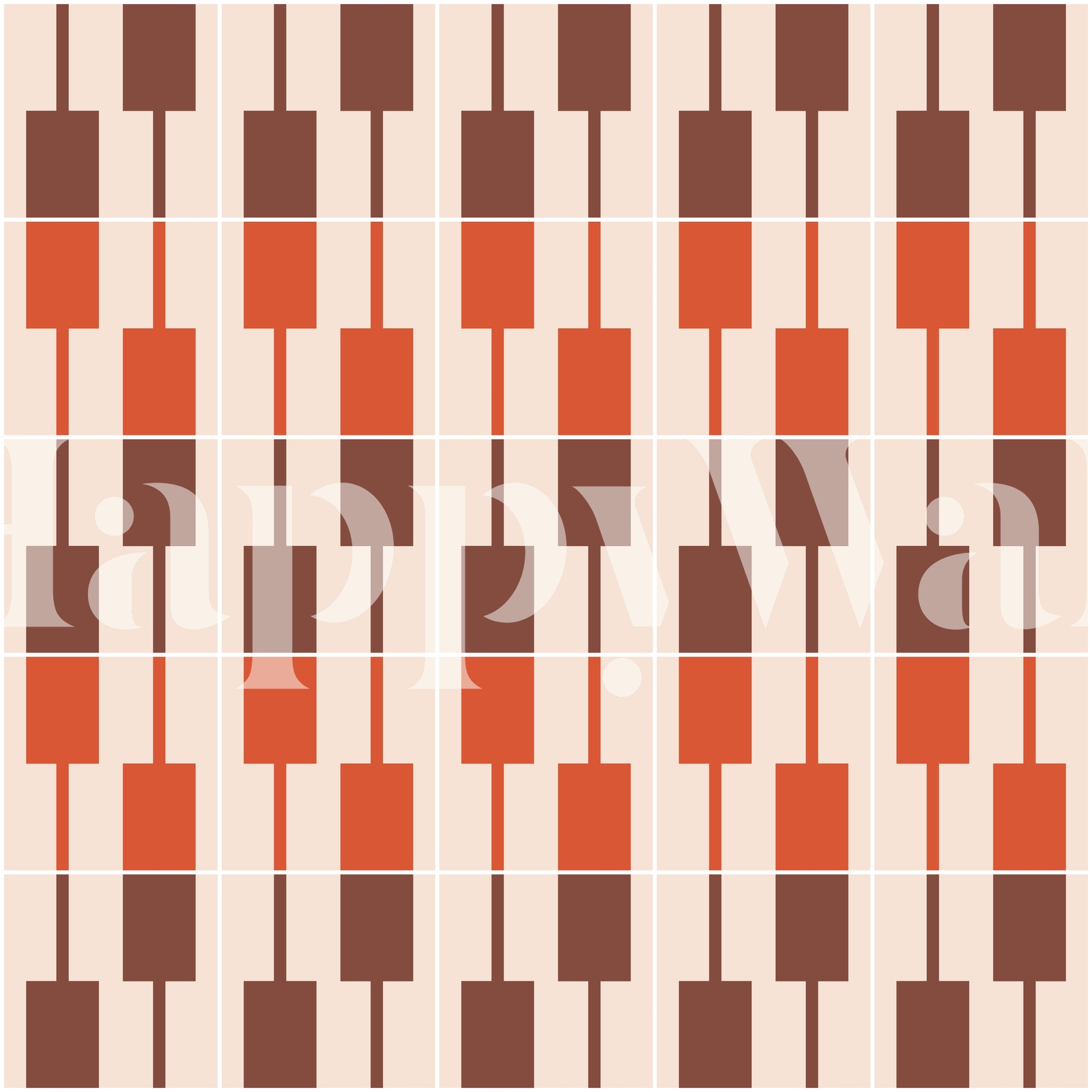 Ivory Rust Retro Mod Geometric Wallpaper | Happywall