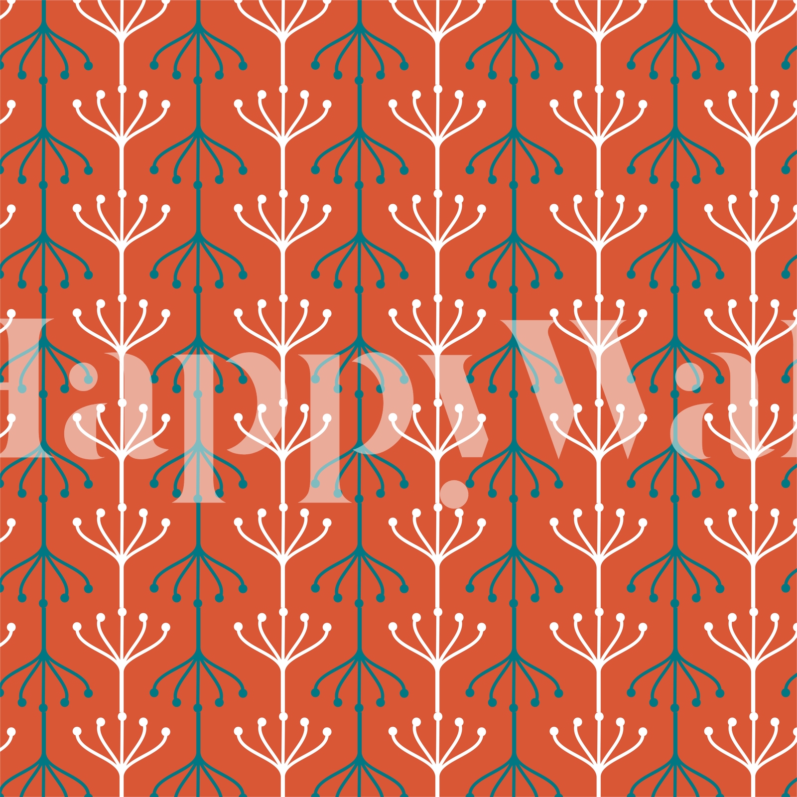 Rust Orange Floral Pattern Wallpaper