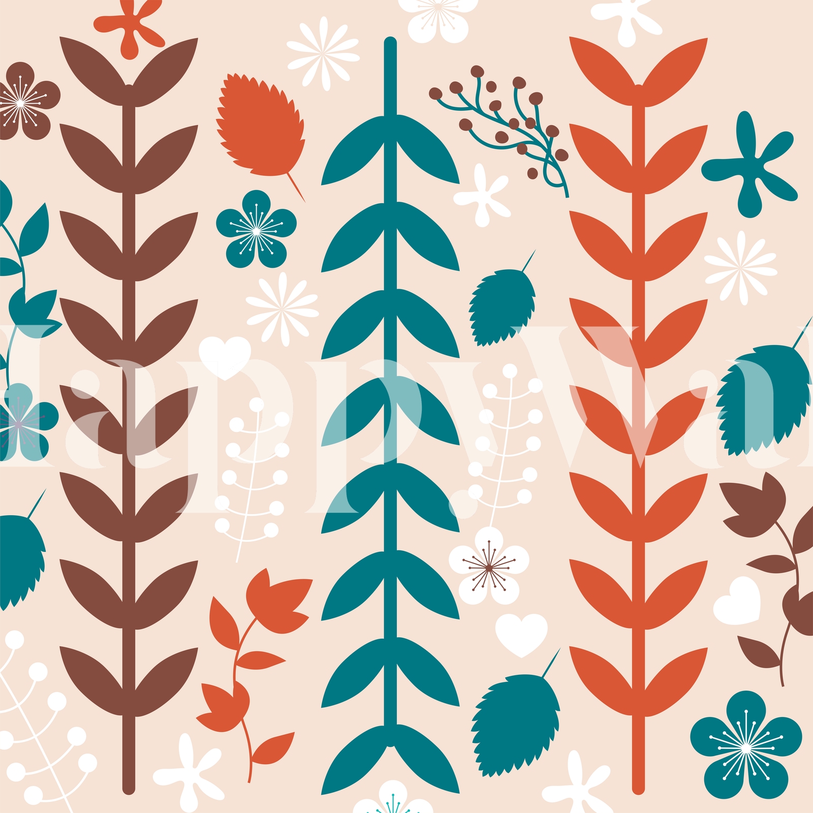 Eggshell Bright Floral Wall Wallpaper - Order Now on Happywall